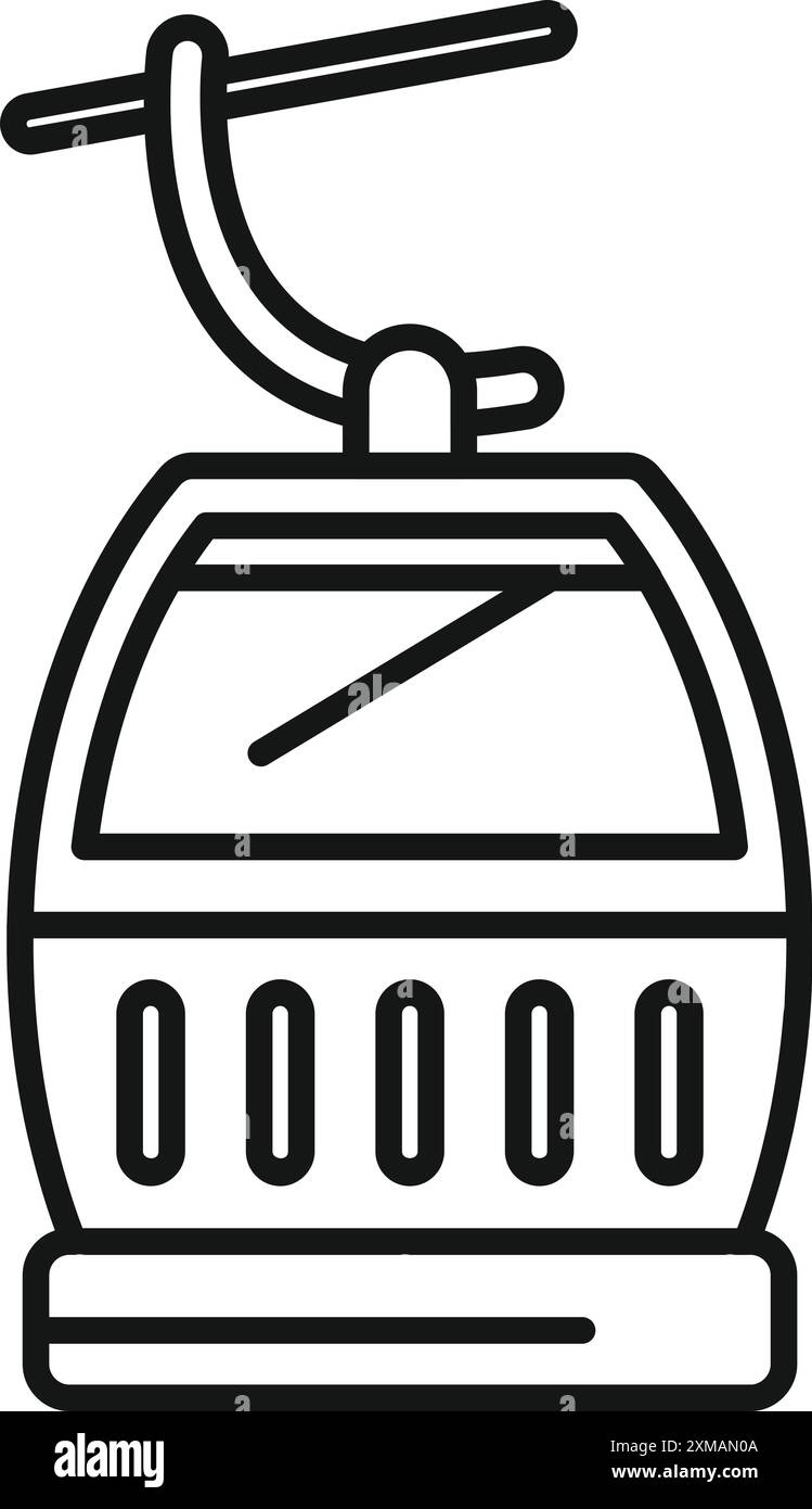 Simple outline icon of a funicular cabin ascending a mountain landscape ...