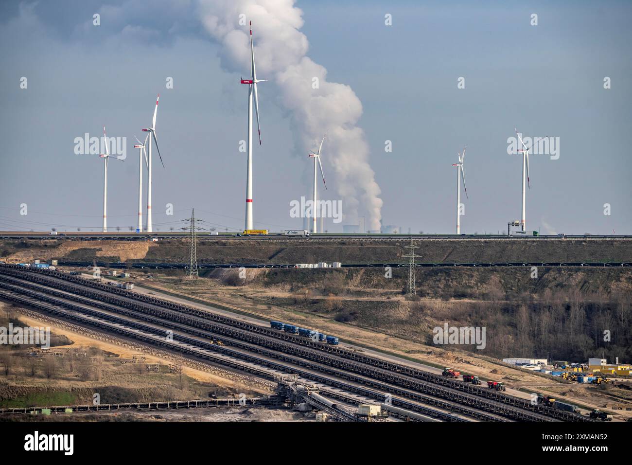 Garzweiler open-cast lignite mine, conveyor belt collection point ...