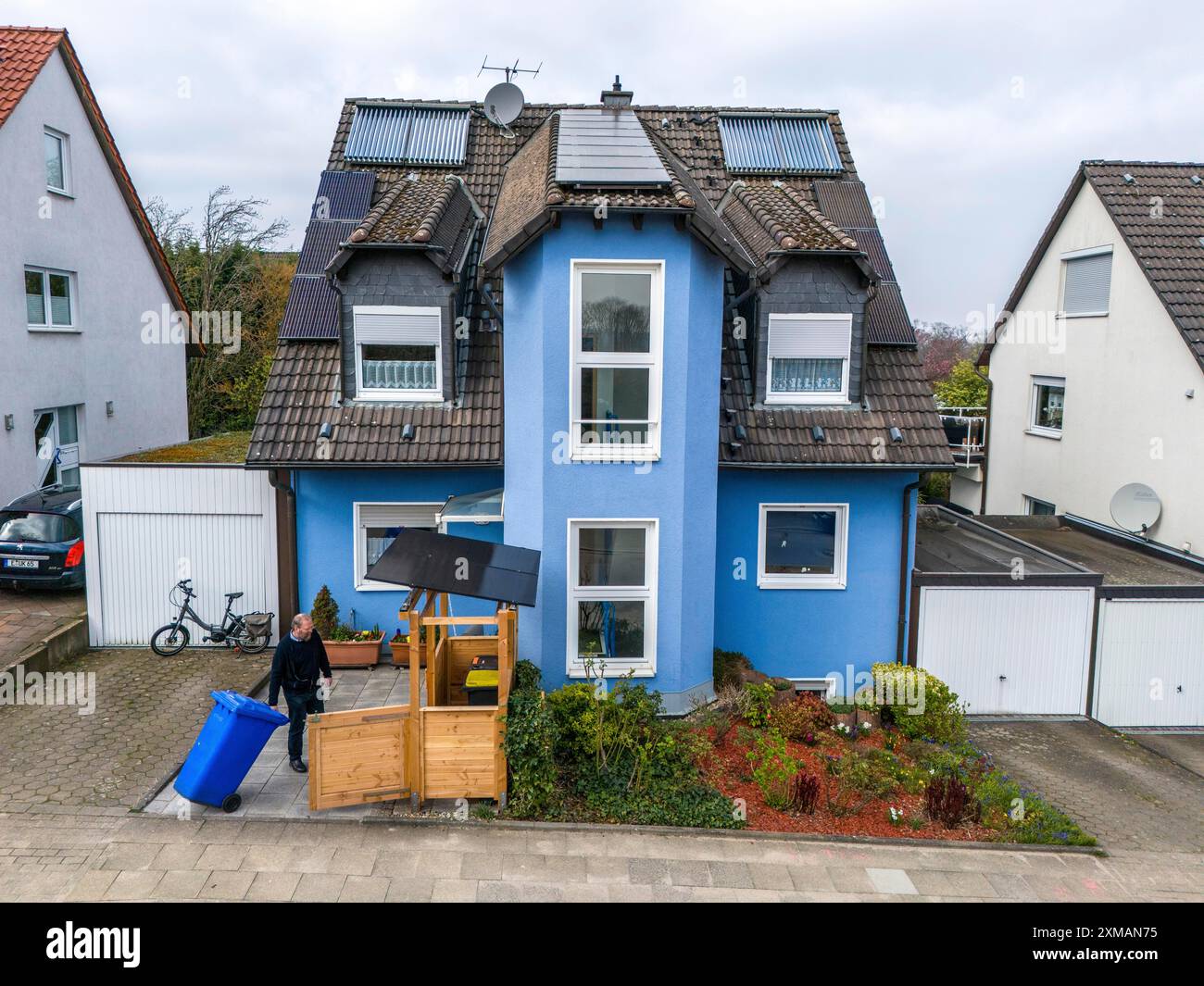 Detached house with various solar modules, in addition to normal ...