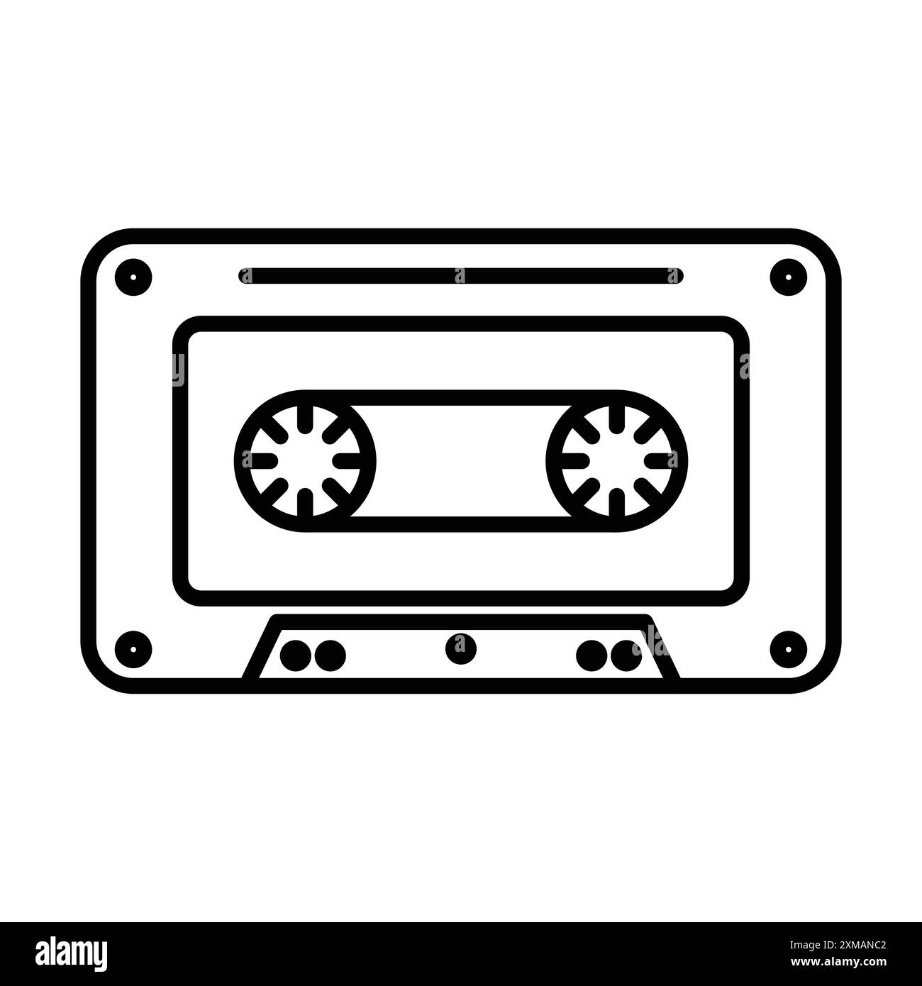 Cassette tape icon linear logo mark set collection in black and white ...