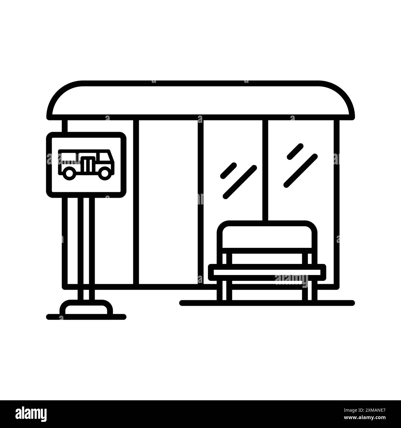 Bus stop stand icon linear logo mark set collection in black and white ...