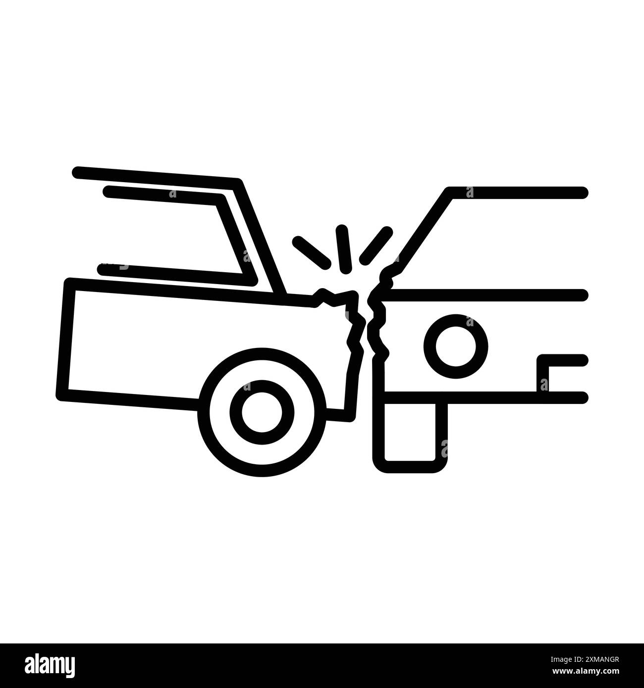 car side crash icon linear logo mark set collection in black and white ...