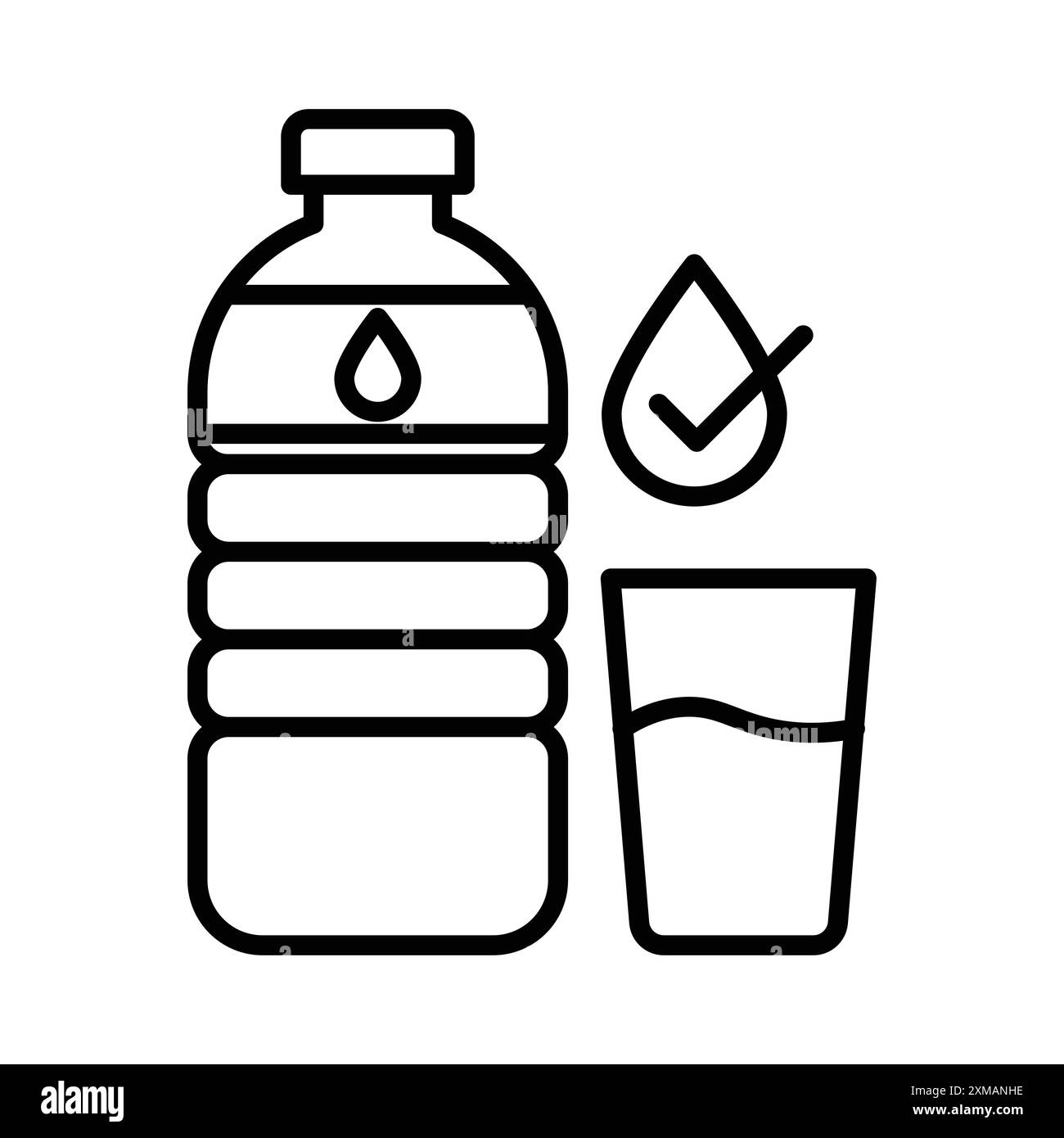 Drinking enough water icon linear logo mark set collection in black and ...