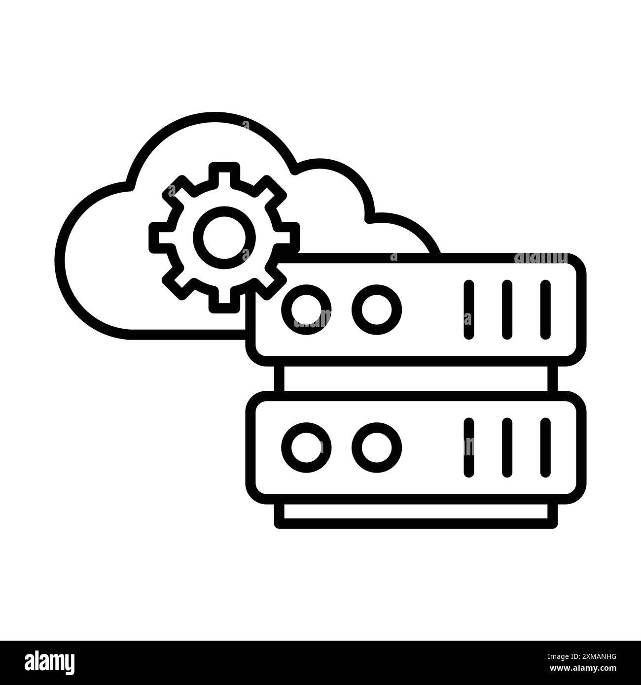 Cloud Data Settings Icon Linear Logo Mark Set Collection In Black And White For Web Stock Vector
