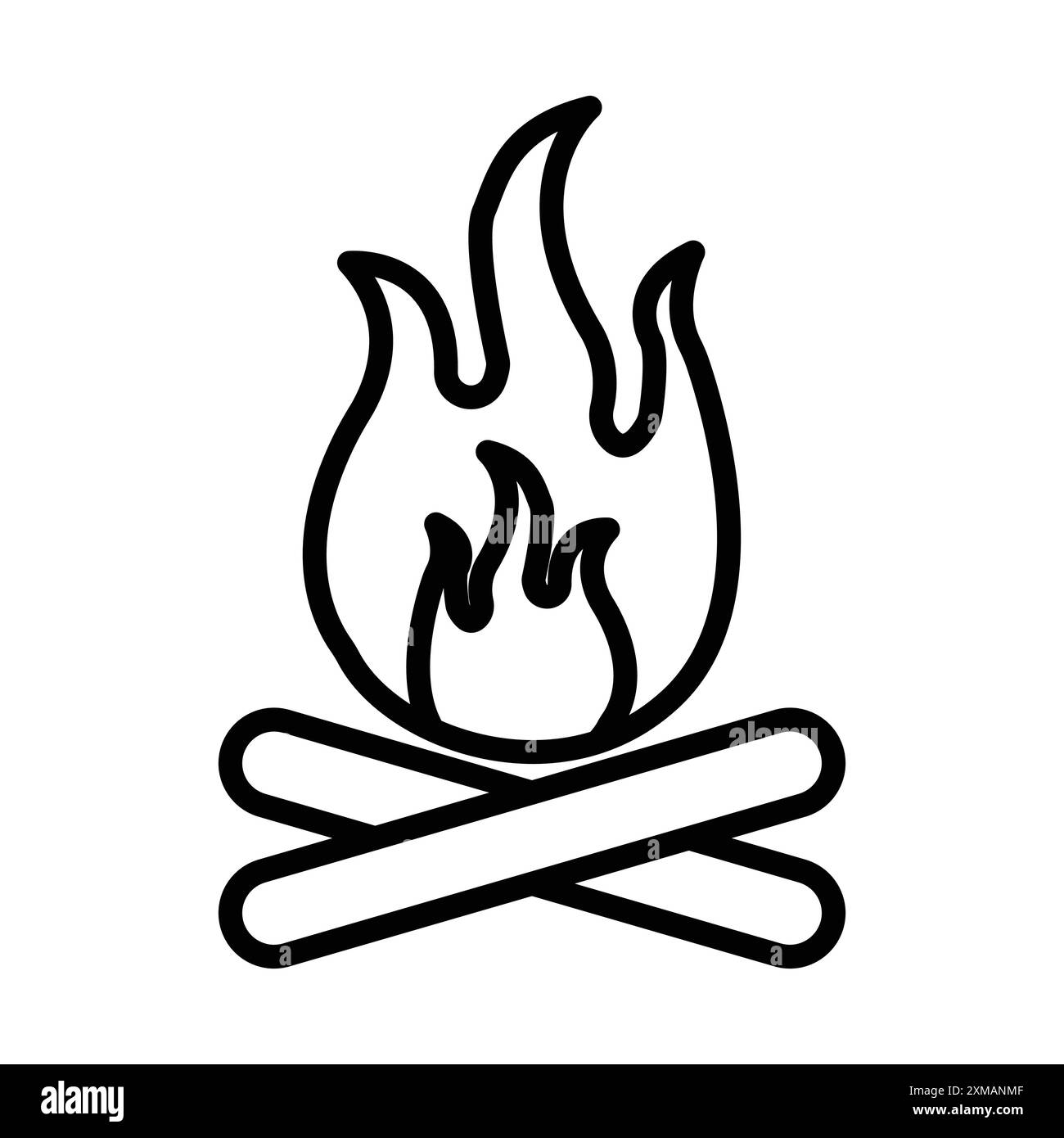 Campfire icon linear logo mark set collection in black and white for ...