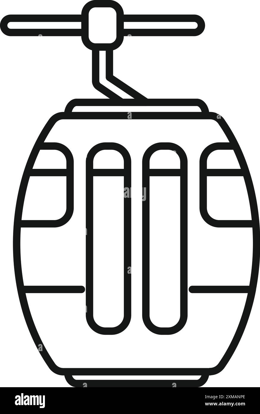 Black and white drawing of a funicular cabin transporting people up a ...