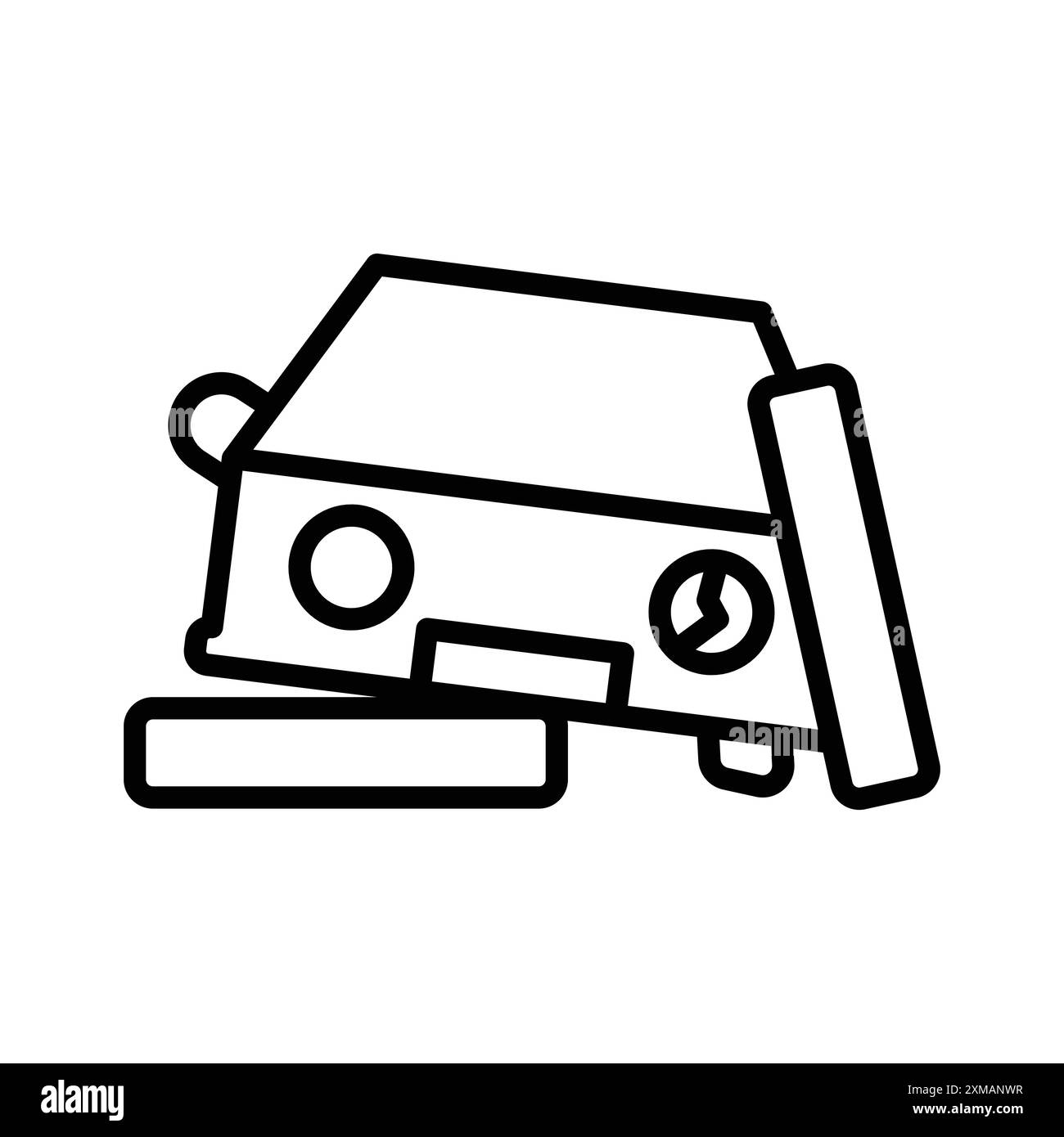 car accident icon linear logo mark set collection in black and white ...