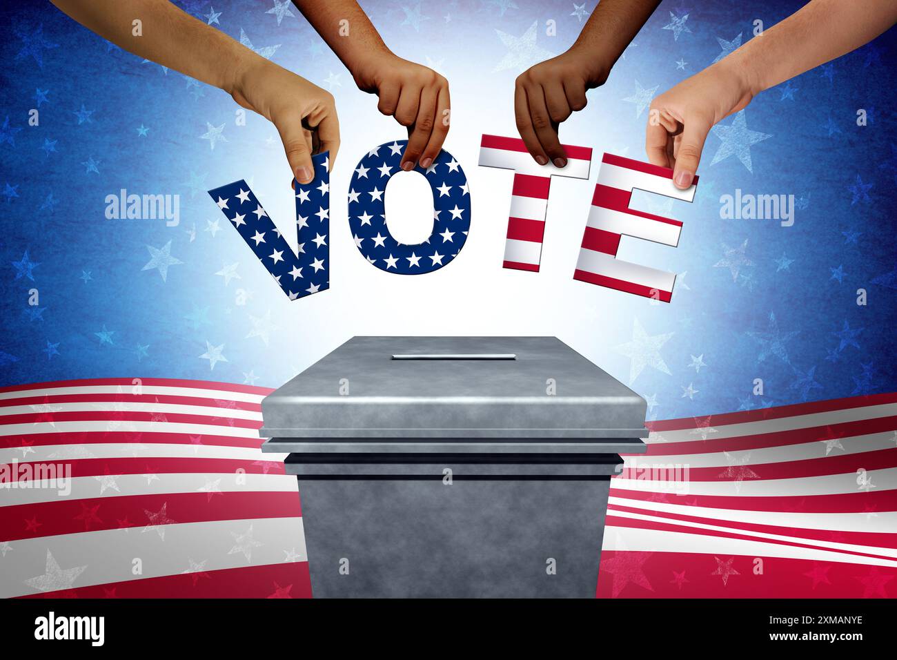 US Election year and United States Elections with stars and stripes as ...