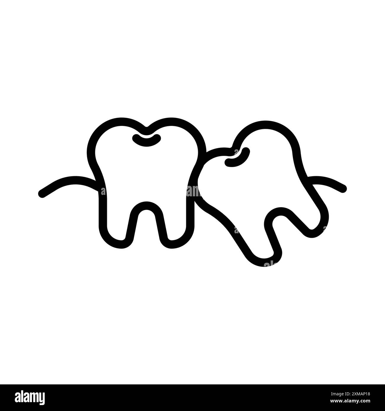 Crooked teeth icon linear logo mark set collection in black and white ...