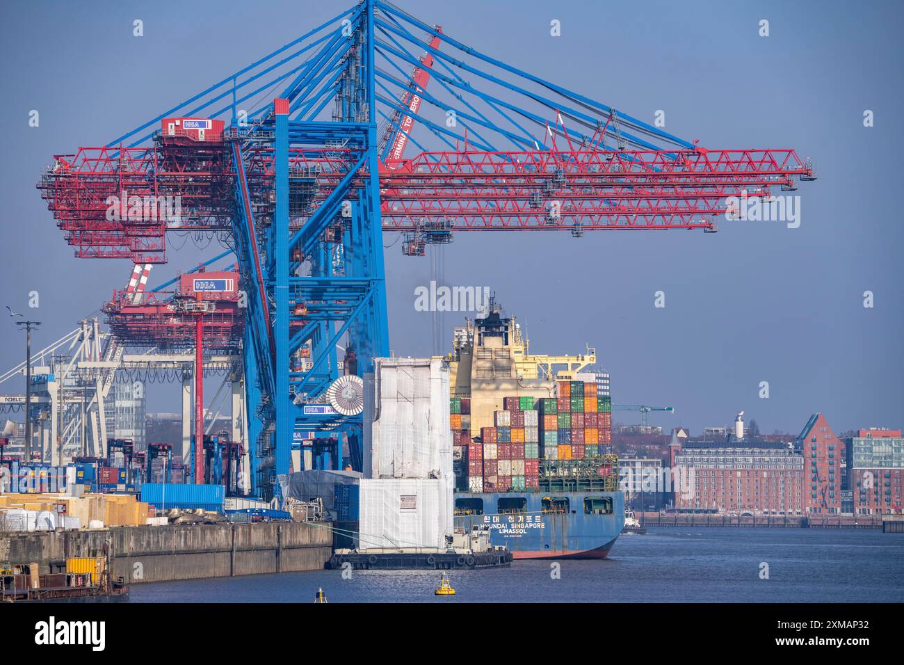 HHLA Container-Terminal Tollerort, container ship Hyundai Singapore ...