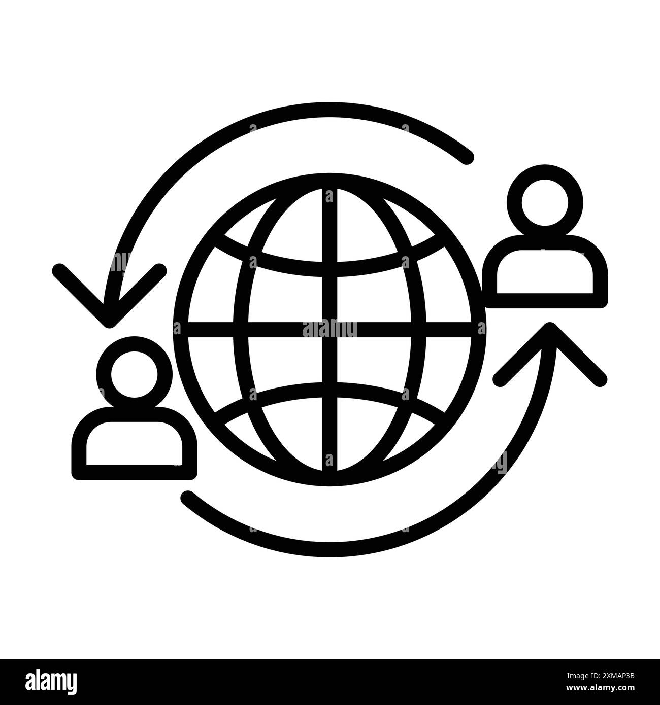 Globalization icon linear logo mark set collection in black and white for web Stock Vector Image ...