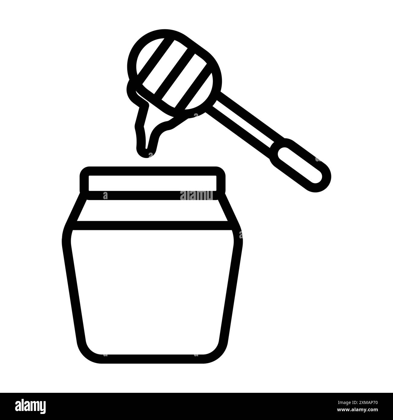 Honey jar with dipper icon linear logo mark set collection in black and ...
