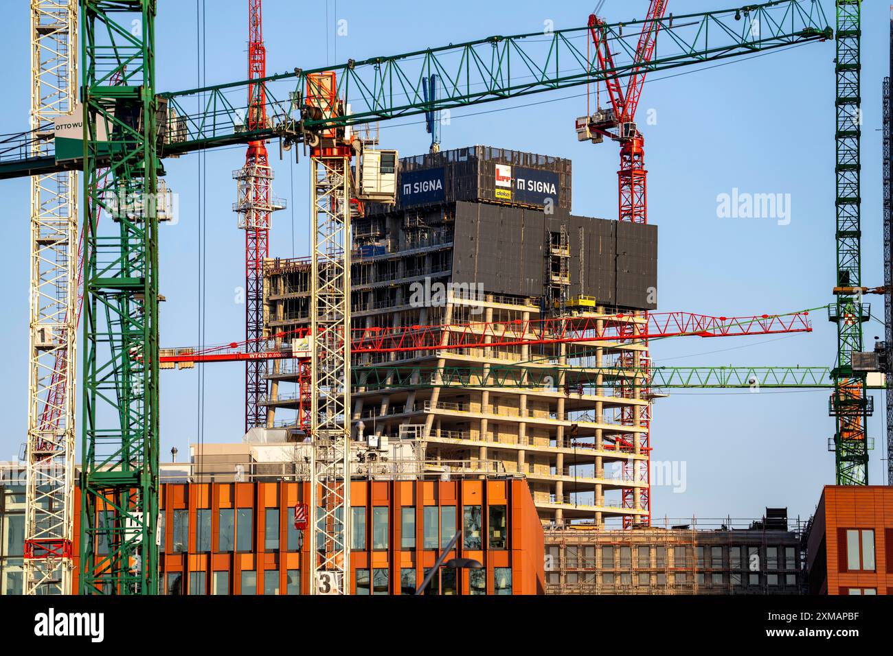 Construction sites in the east of Hafencity Hamburg, office building ...