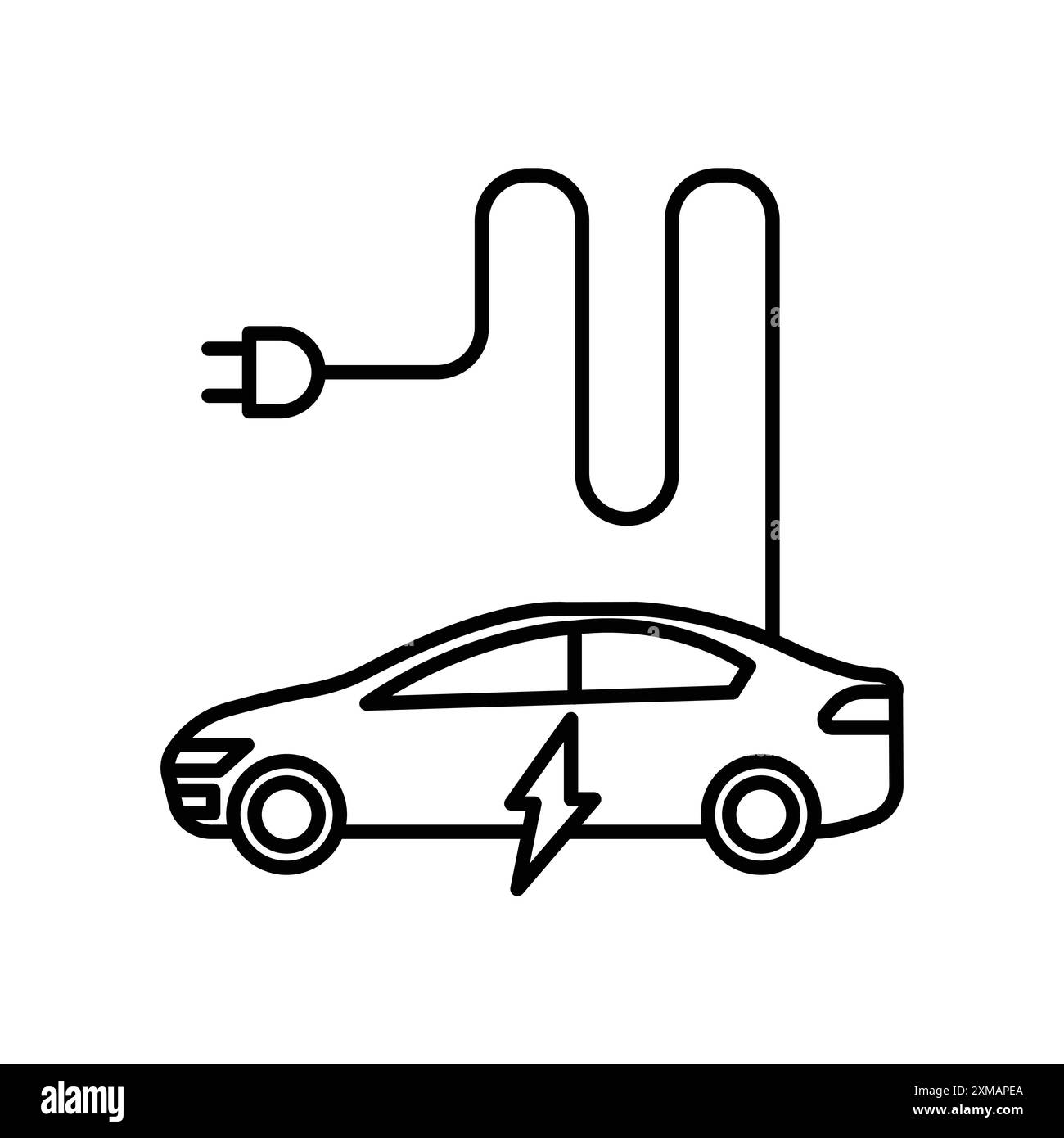 Electric vehicle icon linear logo mark set collection in black and ...