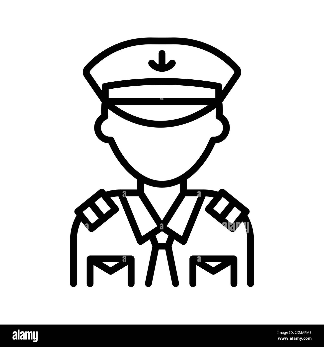 Male Chief Officer Icon Linear Logo Mark Set Collection In Black And White For Web Stock Vector