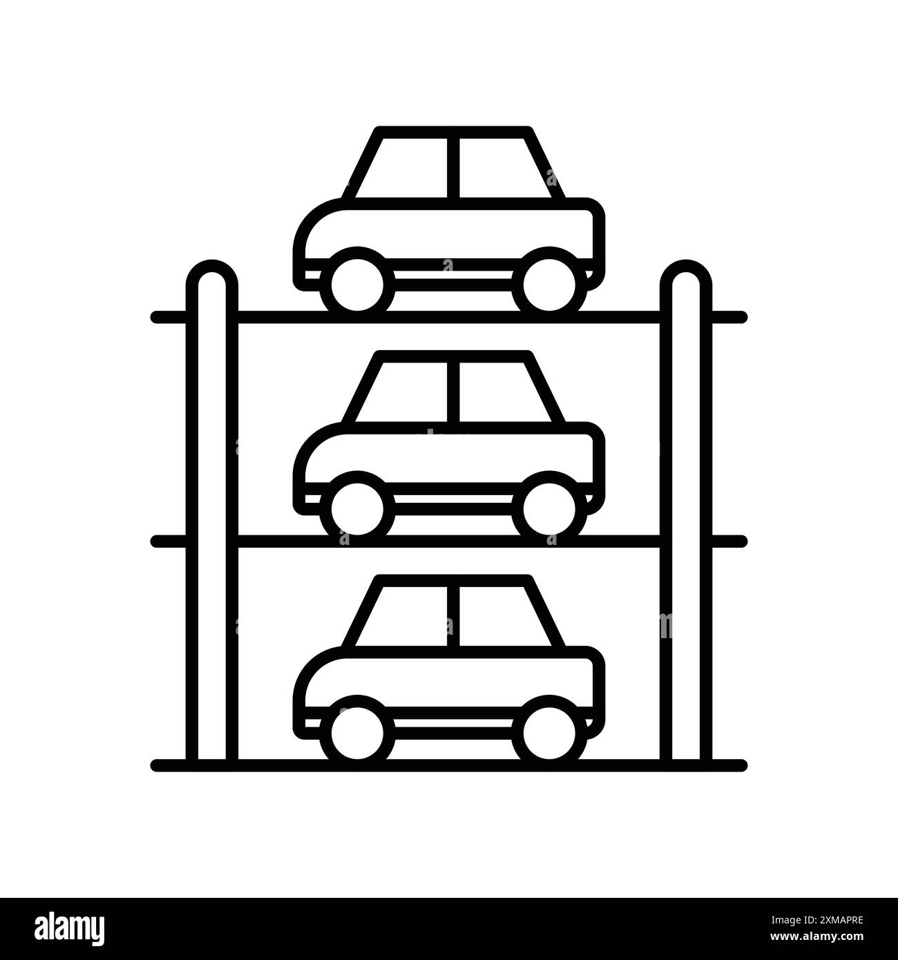 Multi Storey Parking icon linear logo mark set collection in black and white for web Stock ...