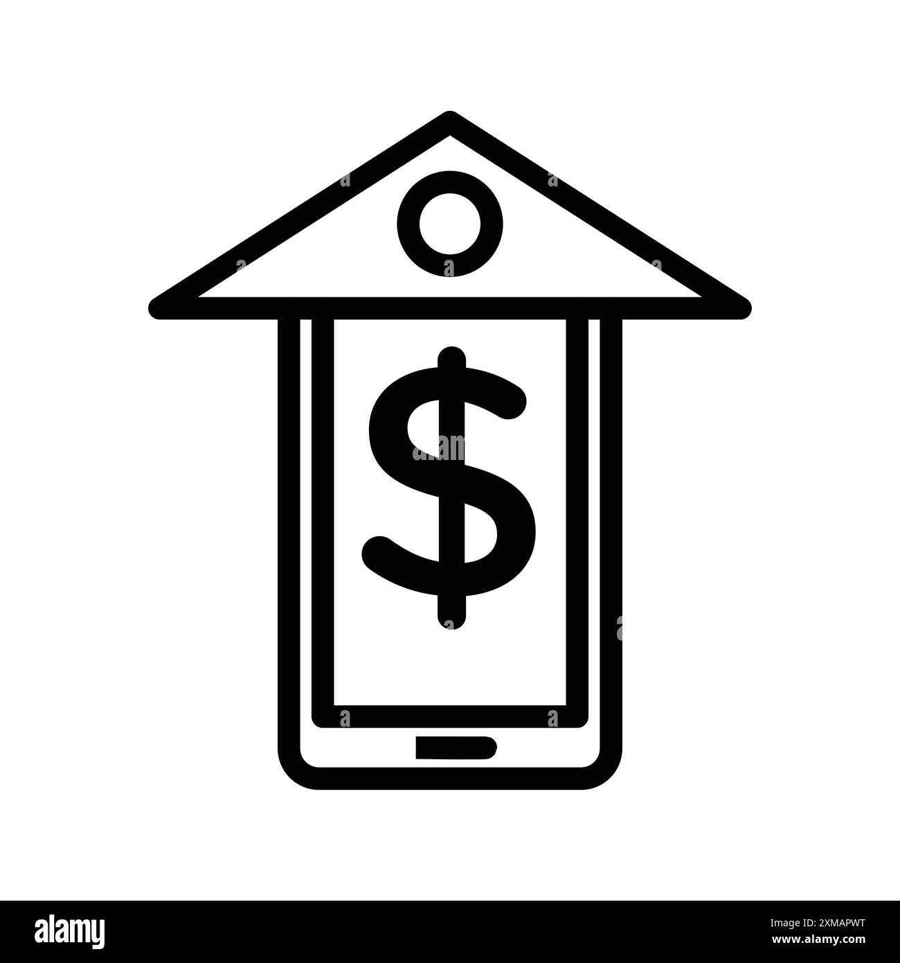 Mobile Bank icon linear logo mark set collection in black and white for ...