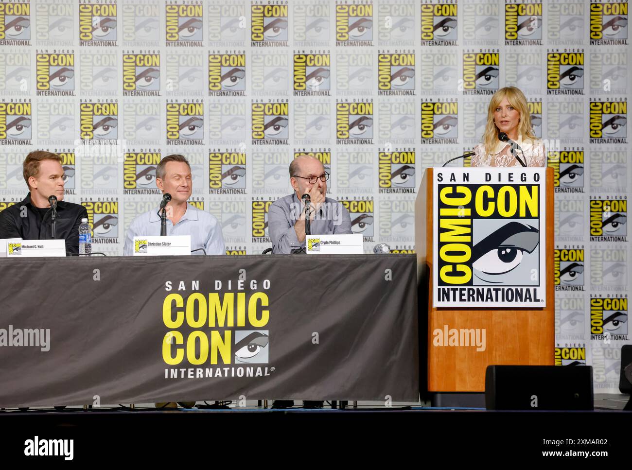 Michael C. Hall, from left, Christian Slater, Clyde Phillips, and Sarah ...