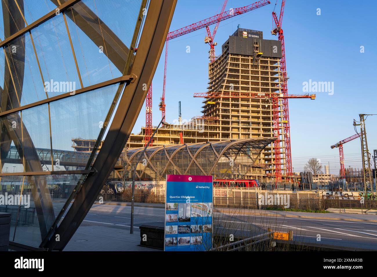 Shell of the Elbtower construction project, the architectural ...