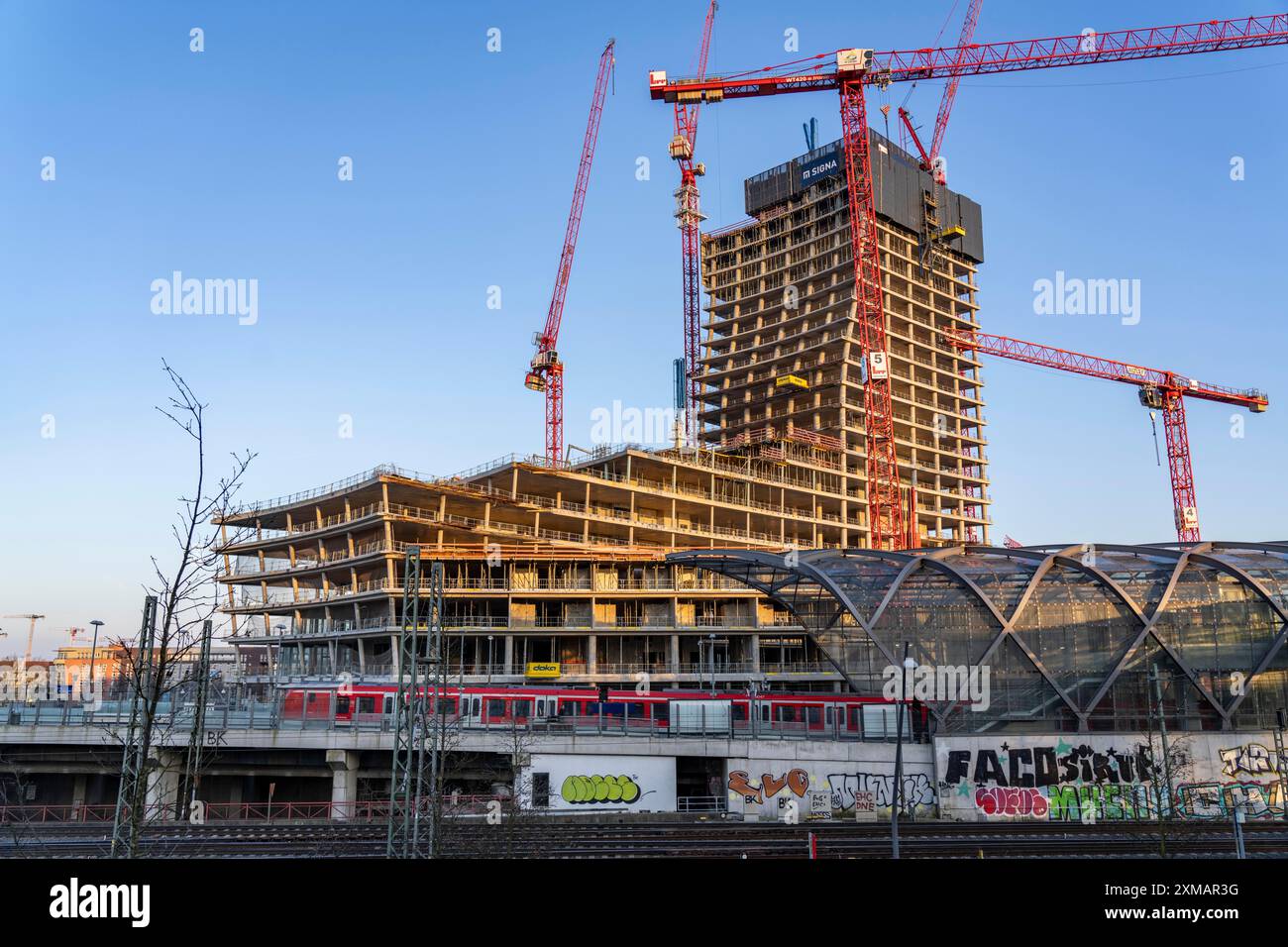 Shell of the Elbtower construction project, the architectural ...