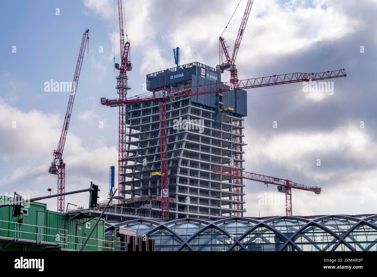 Shell of the Elbtower construction project, the architectural ...