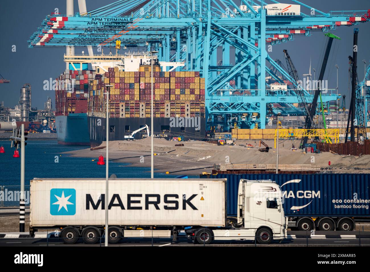 The seaport of Rotterdam, Netherlands, deep-sea harbour Maasvlakte 2 ...