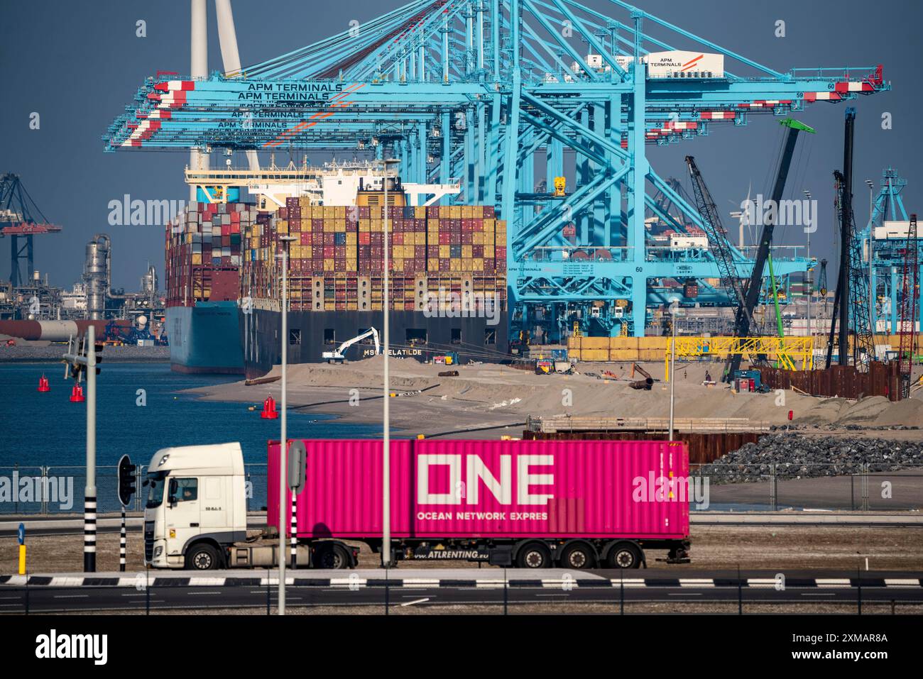 The seaport of Rotterdam, Netherlands, deep-sea harbour Maasvlakte 2 ...