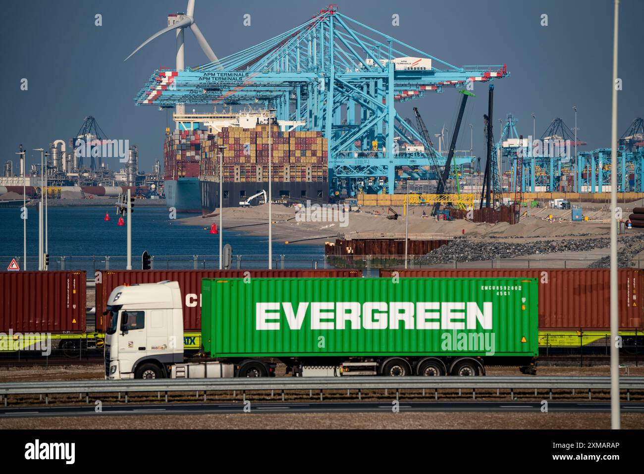 The seaport of Rotterdam, Netherlands, deep-sea harbour Maasvlakte 2 ...