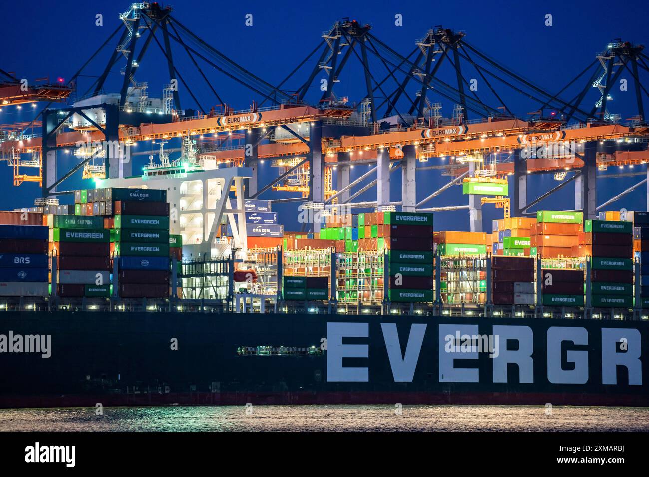 Container ship of the Evergreen shipping company, Ever Grade, being ...