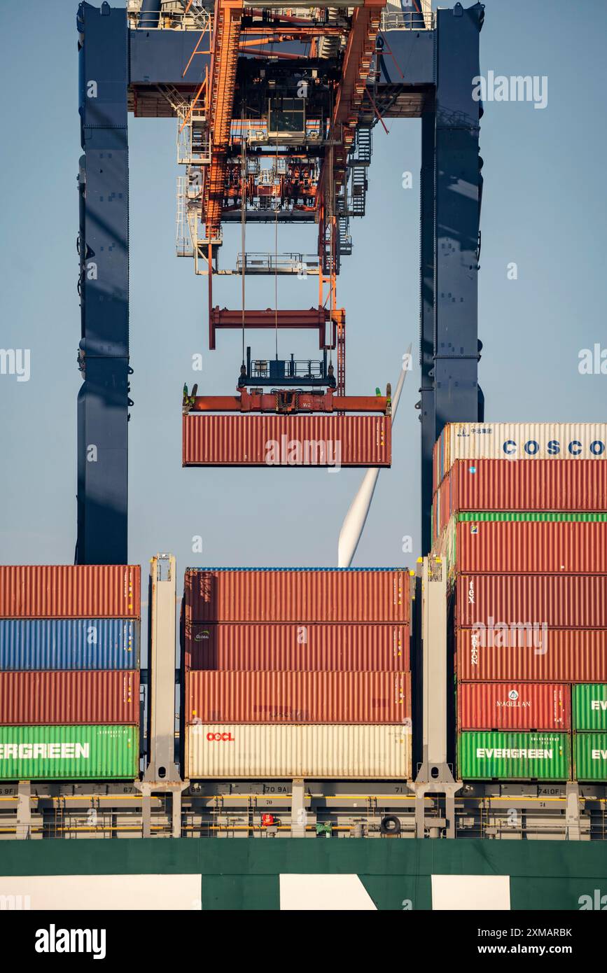 Container loading in the seaport of Rotterdam, Maasvlakte 2, Container ...