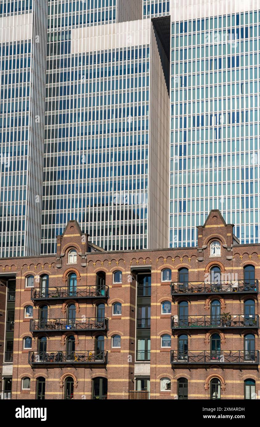 The skyline of Rotterdam, on the Nieuwe Maas, skyscrapers at the Kop ...