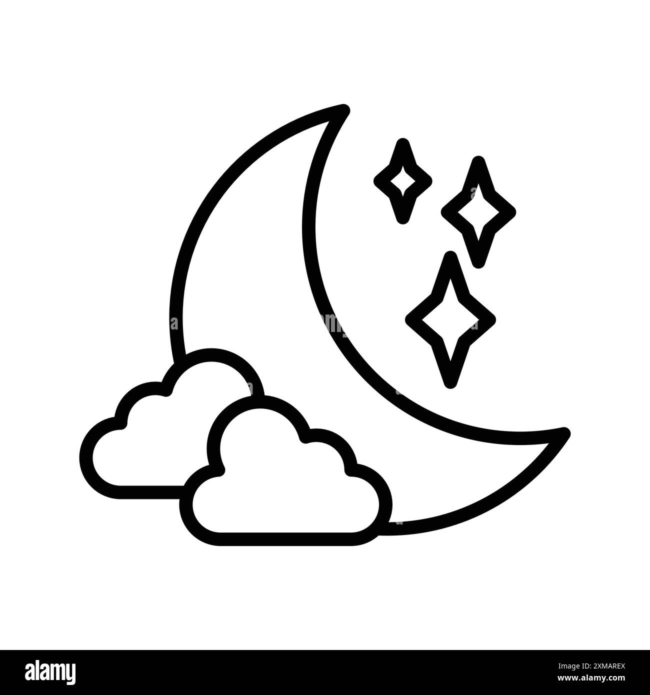 Moon and stars icon linear logo mark set collection in black and white ...