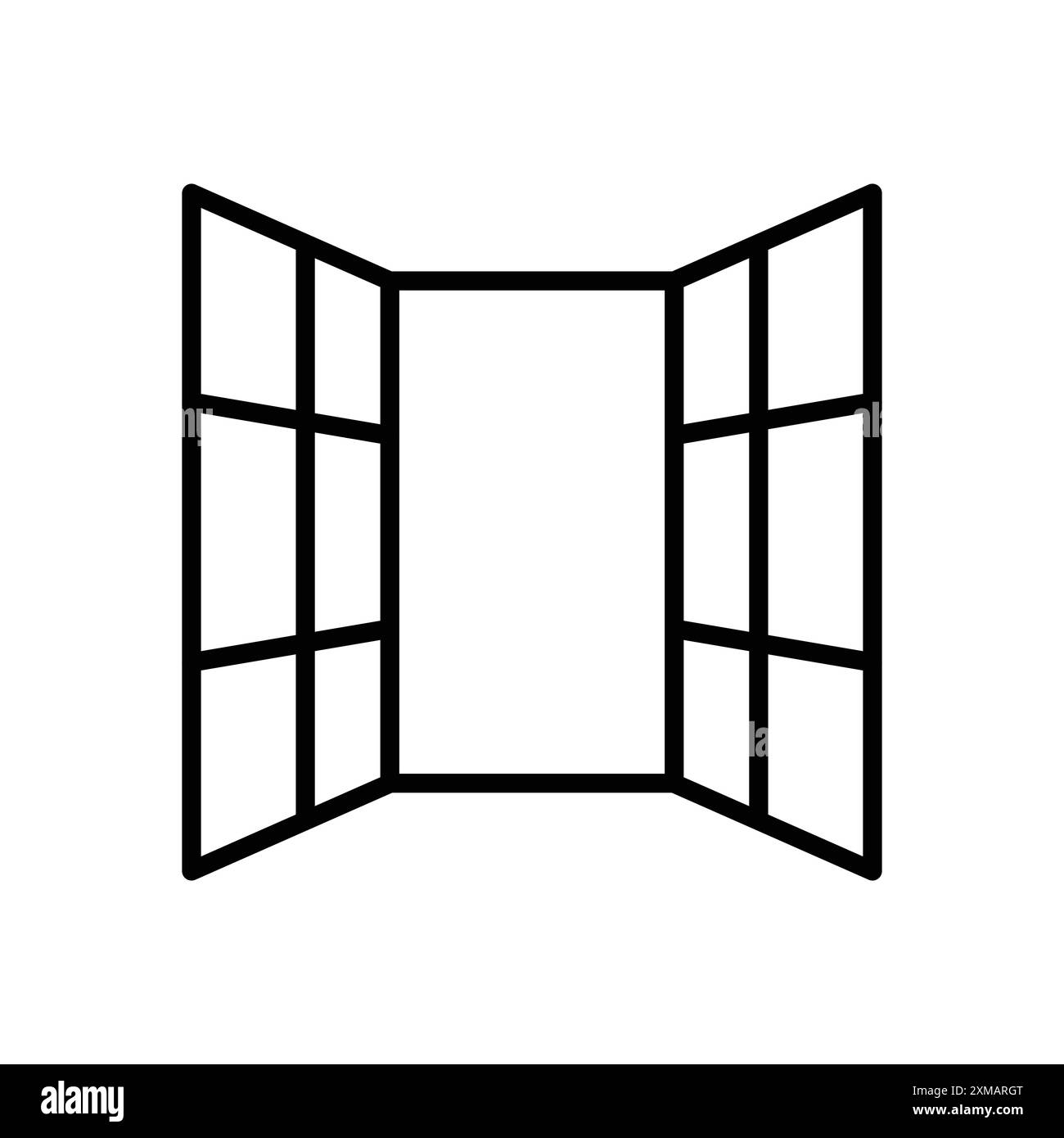 Open windows icon linear logo mark set collection in black and white ...