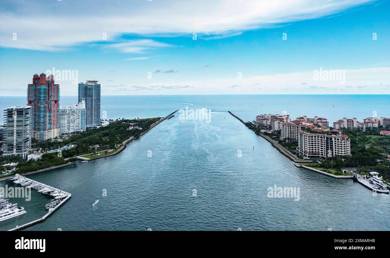 Miami Beach skyline. Aerial drone shot of the Miami Beach. Aerial view ...