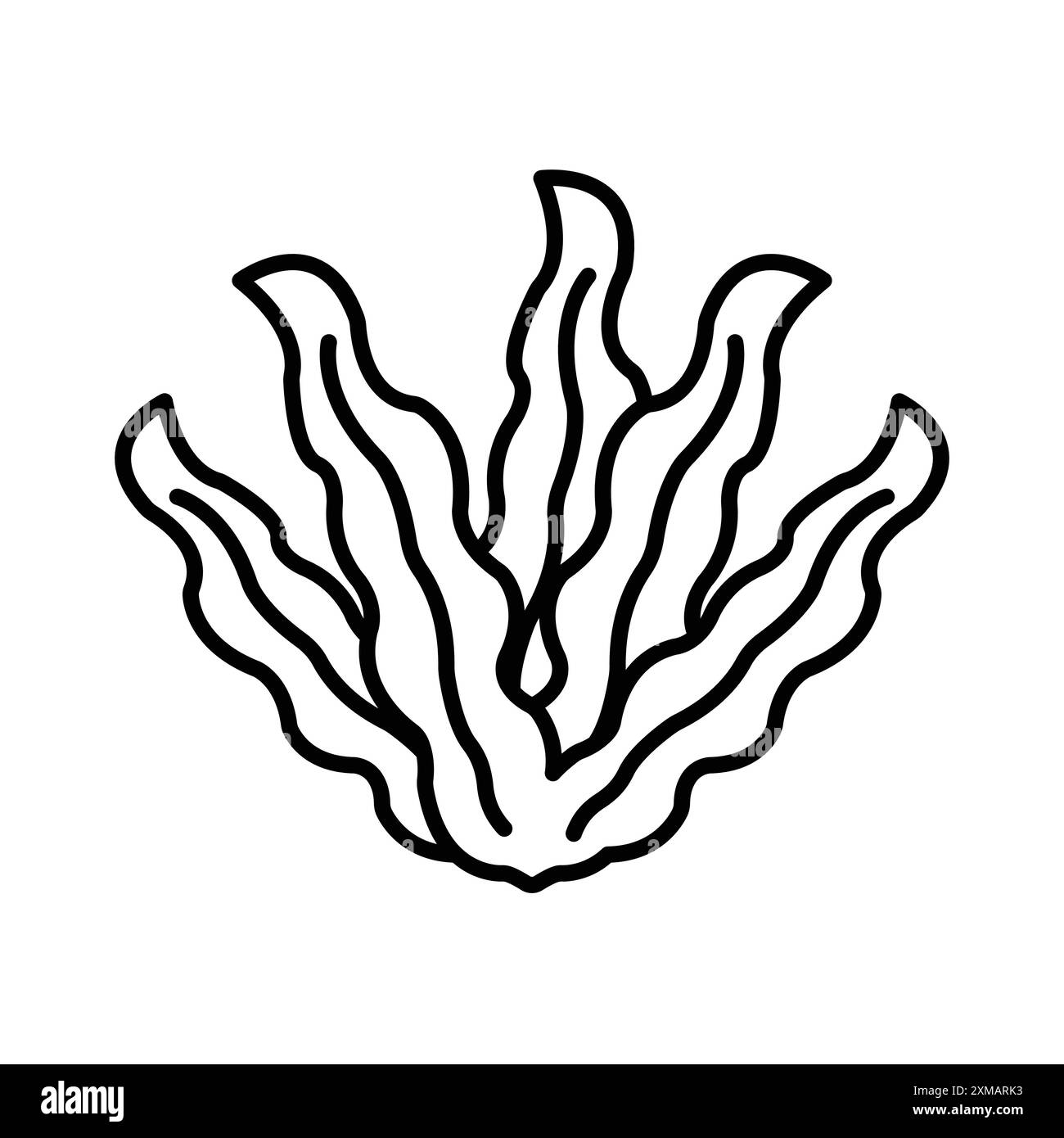 Seaweed icon linear logo mark set collection in black and white for web ...