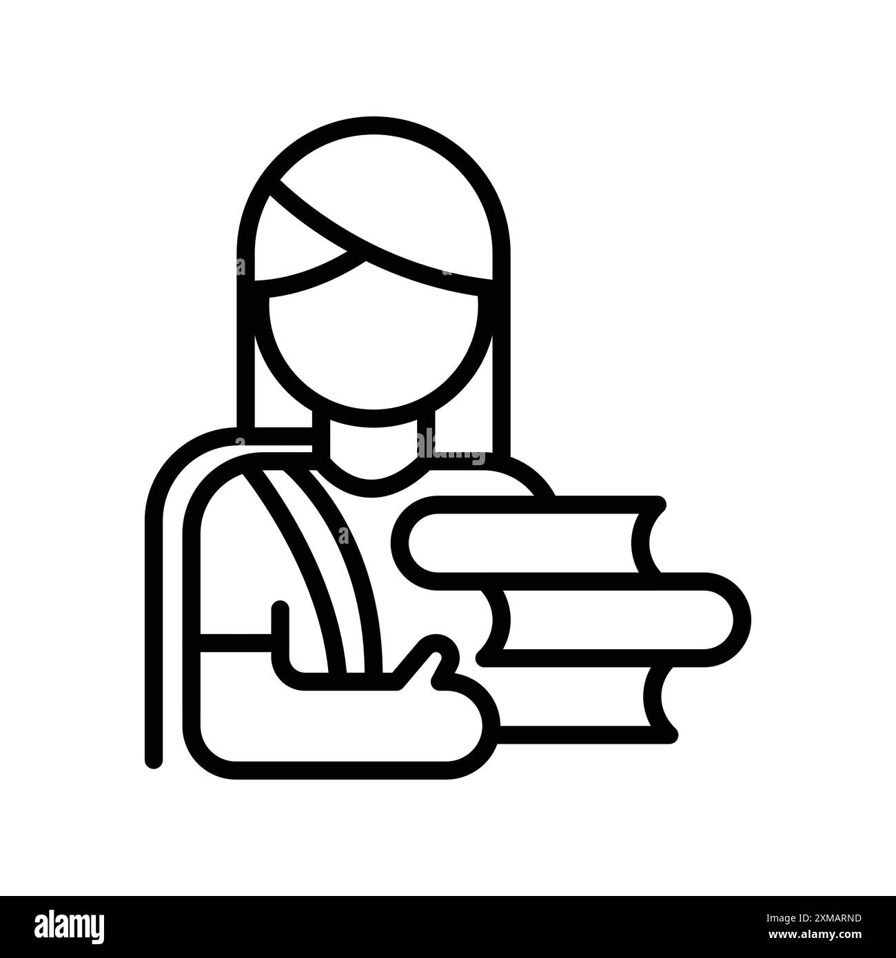 School girl icon linear logo mark set collection in black and white for ...