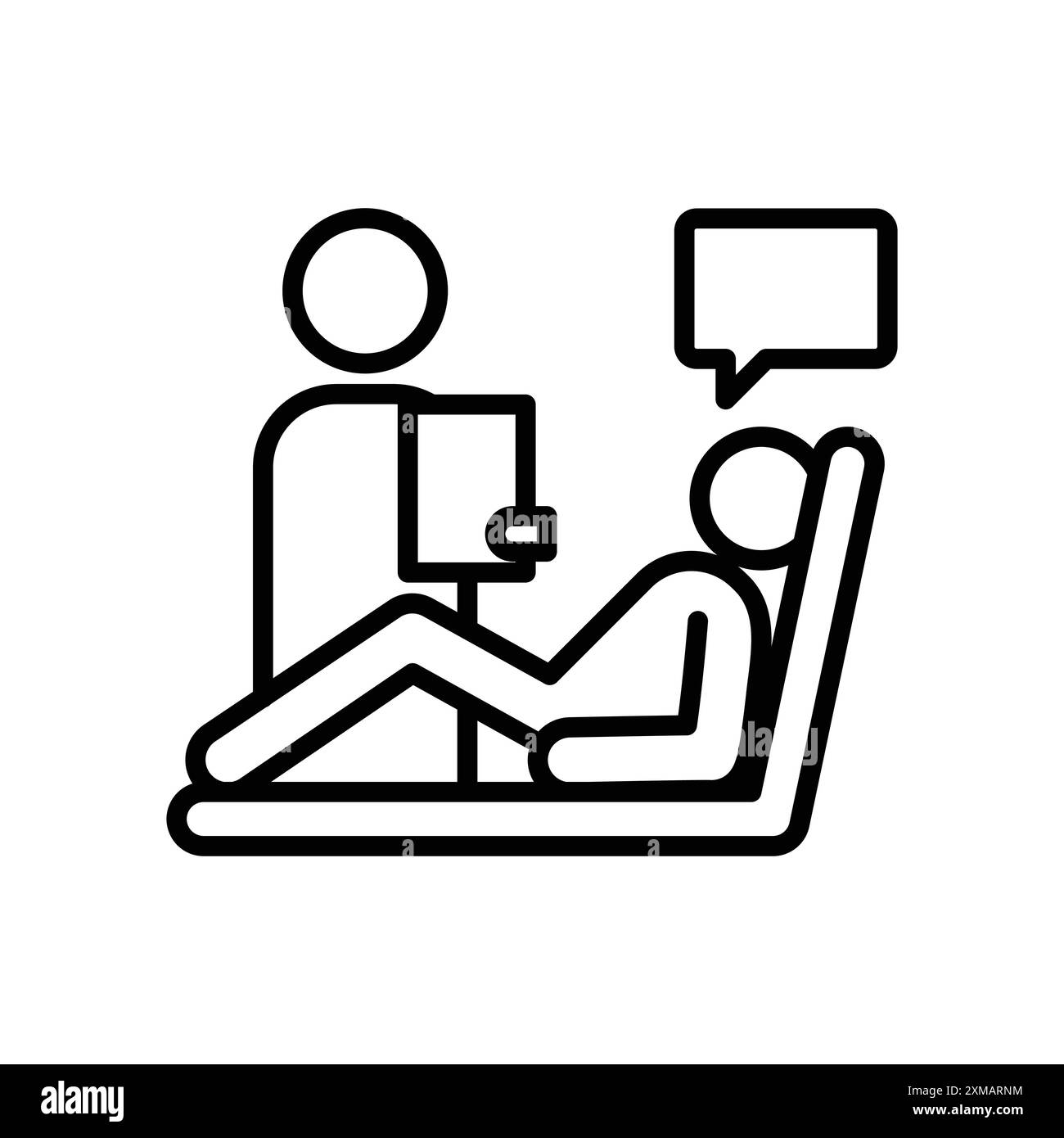 psychologist and patient icon linear logo mark set collection in black ...