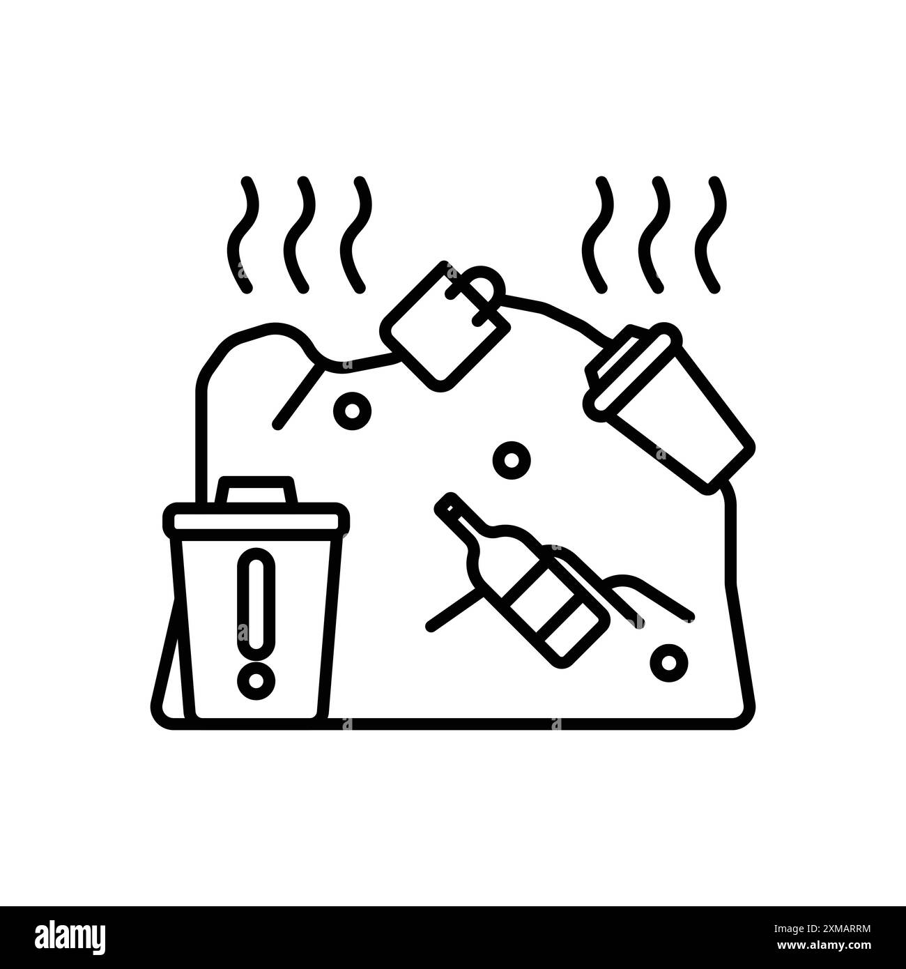 Solid waste icon linear logo mark set collection in black and white for ...