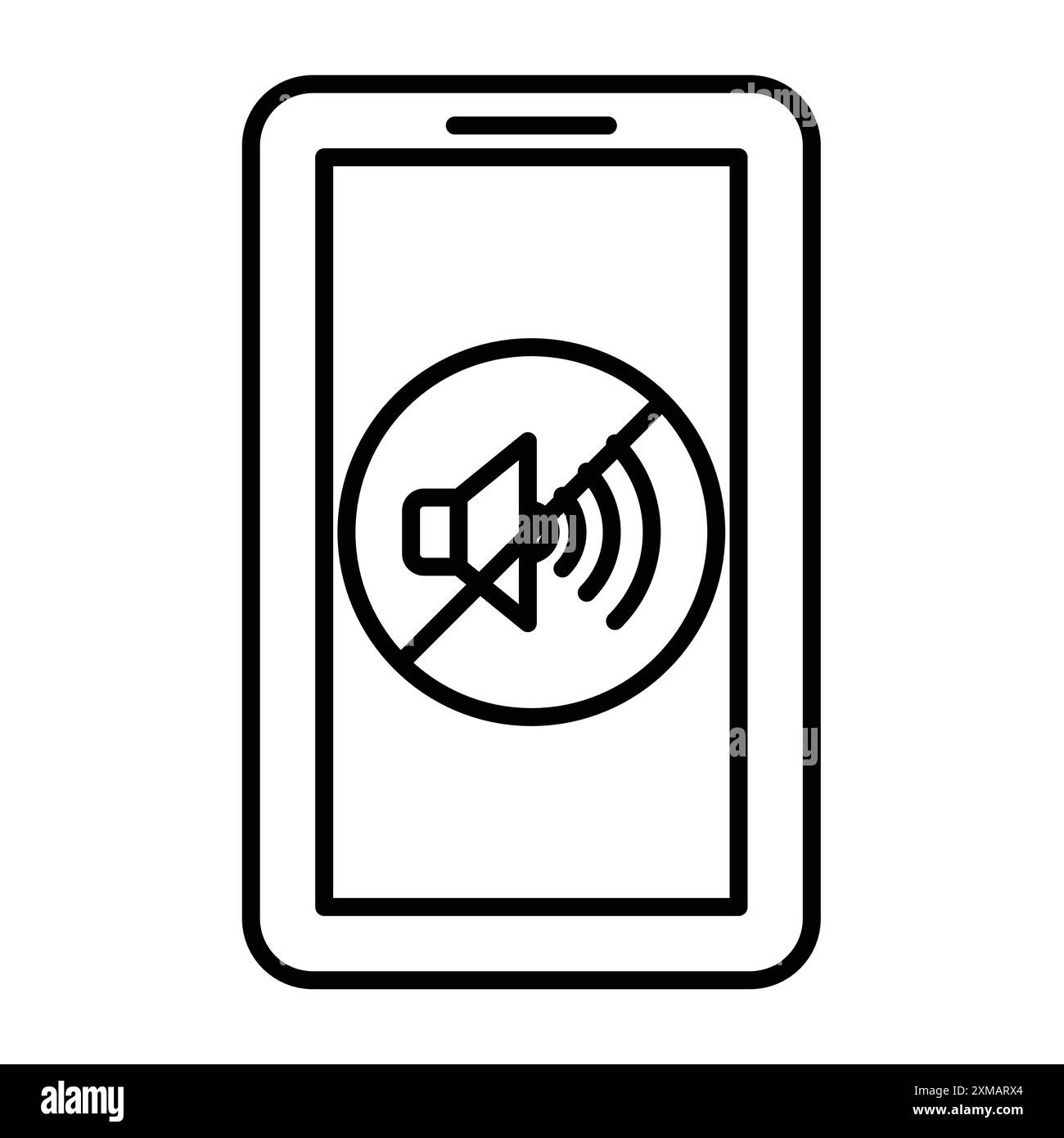 silent phone icon linear logo mark set collection in black and white ...