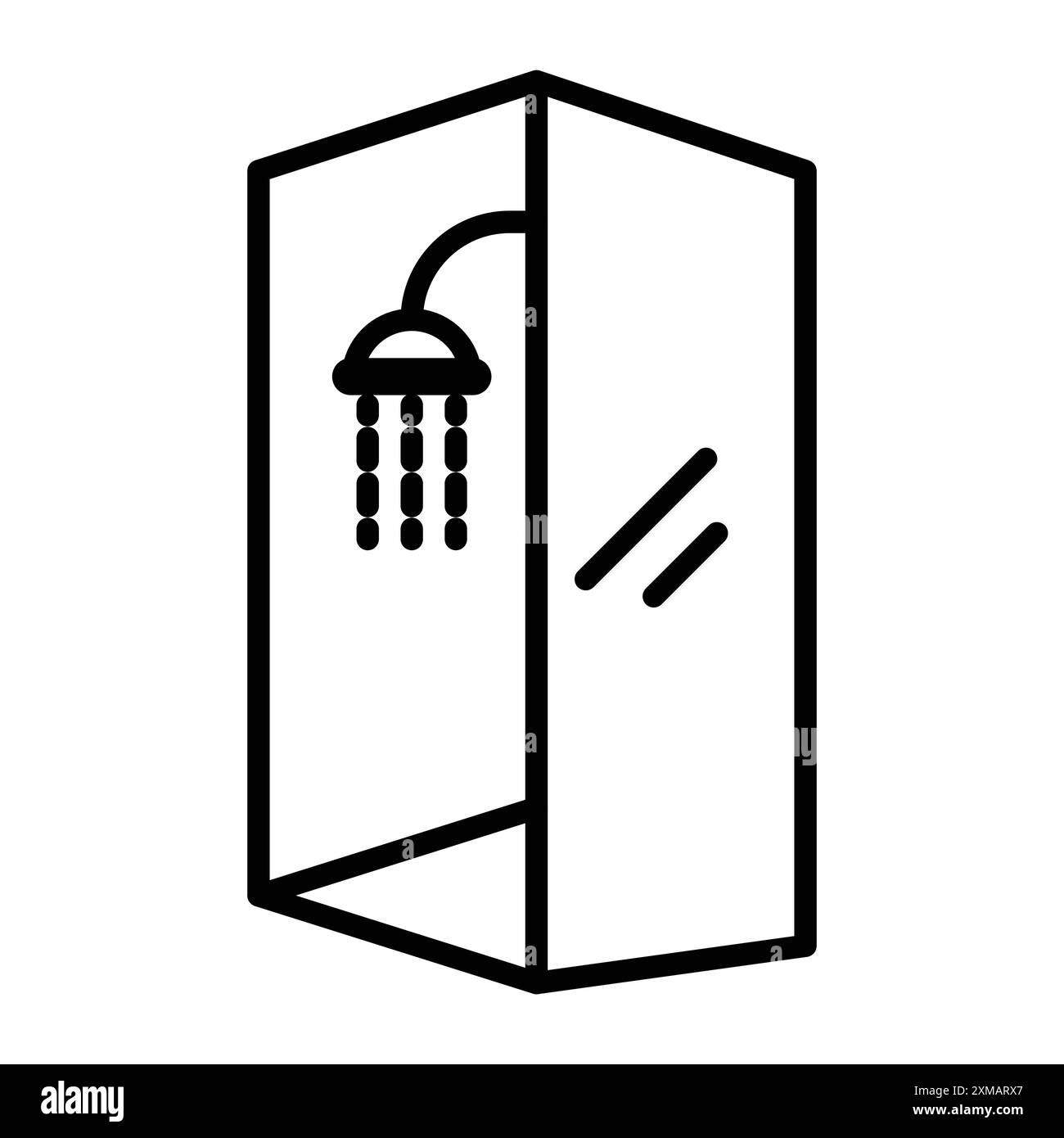Shower cabin bathroom icon linear logo mark set collection in black and ...