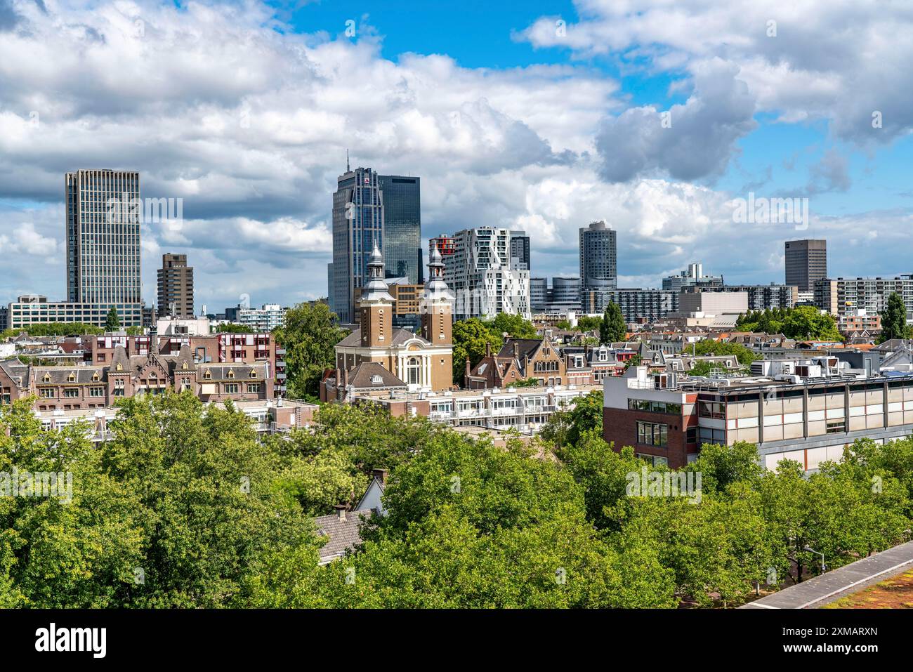 The skyline of Rotterdam, city centre, buildings around the Delftse ...