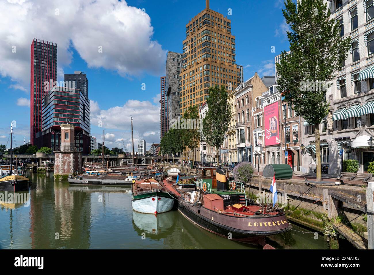 Rotterdam city centre, Oudehaven, historic harbour, historic ships ...