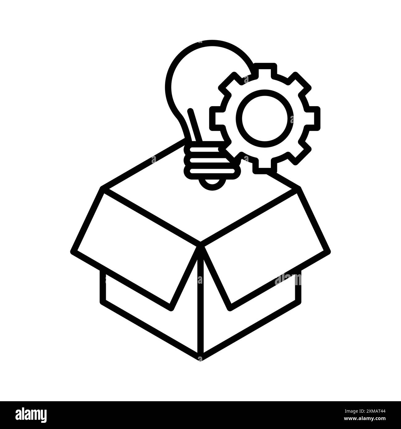 Think out of box idea icon linear logo mark set collection in black and ...