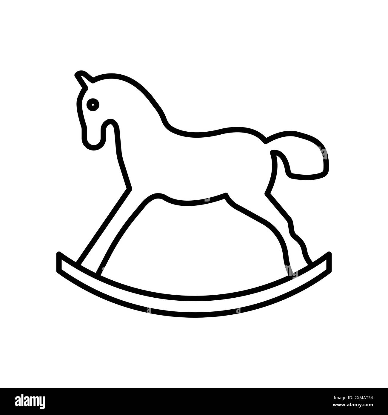 Toy horse rocking chair icon linear logo mark set collection in black ...