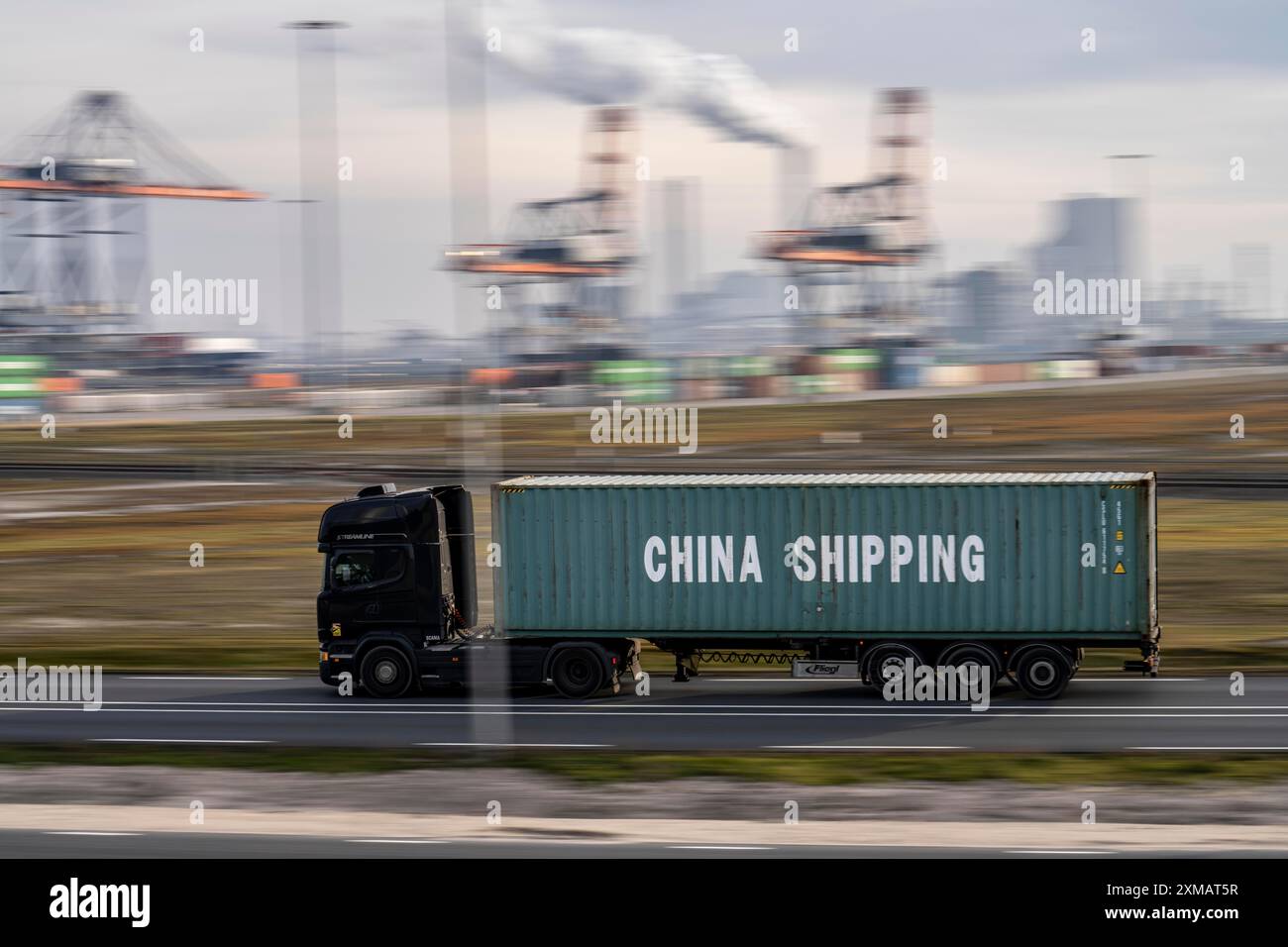 Container lorry, bringing containers to Euromax Container Terminal, the ...