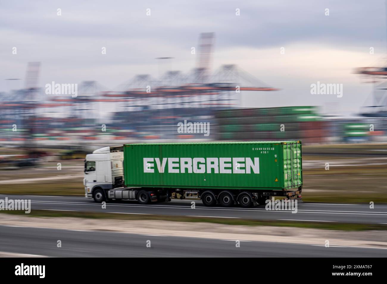 Container lorry, bringing containers to Euromax Container Terminal, the ...