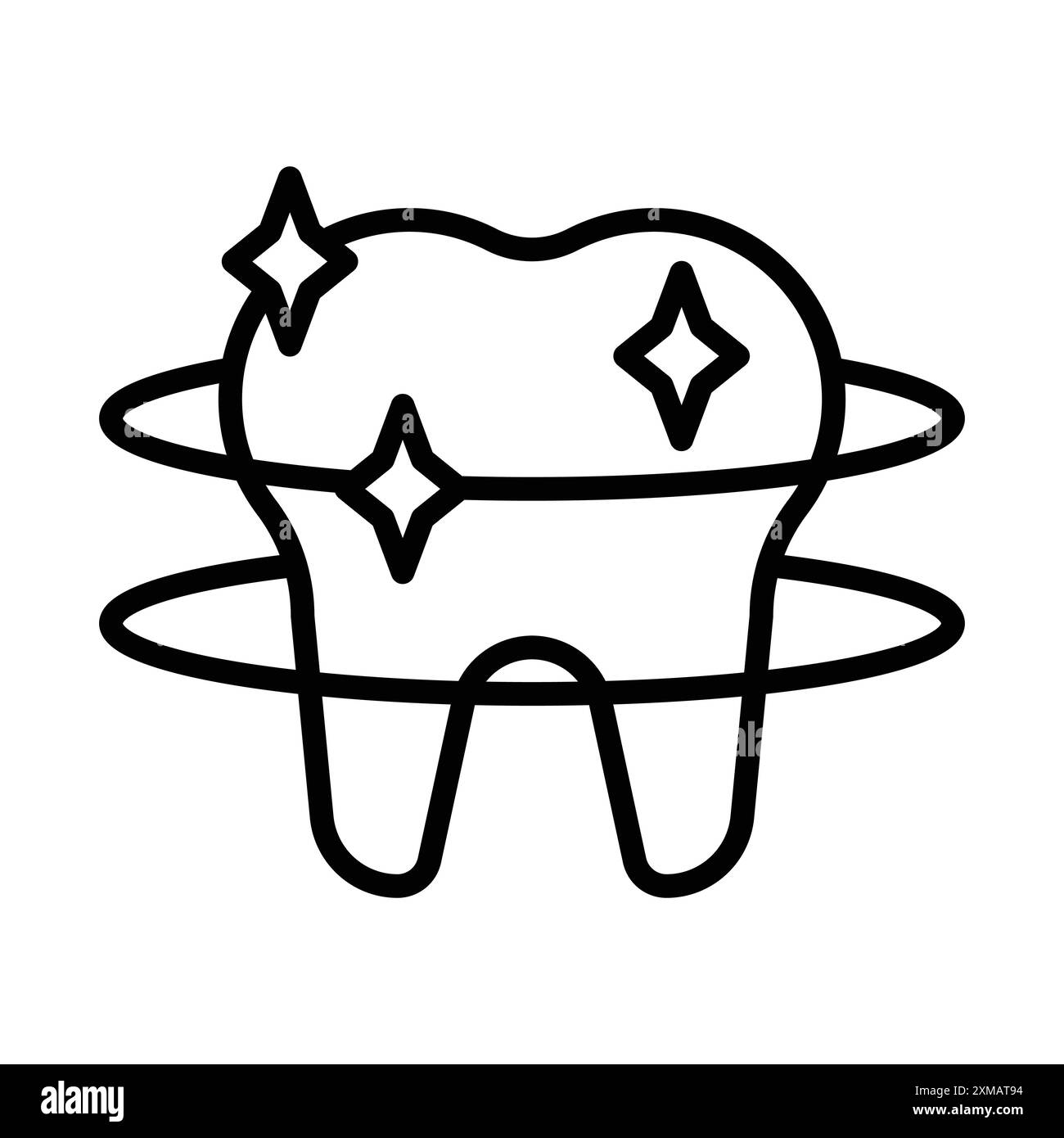 Teeth cleaning icon linear logo mark set collection in black and white ...