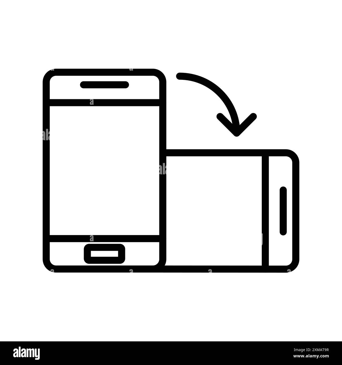 rotate phone icon linear logo mark set collection in black and white ...