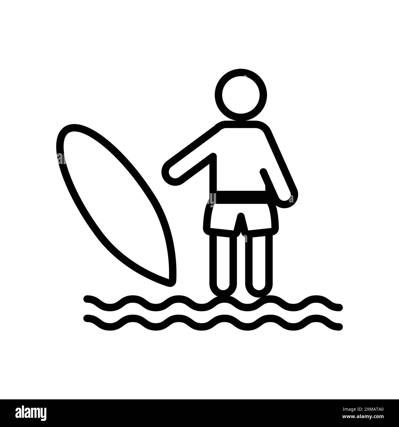 surfing icon linear logo mark set collection in black and white for web ...