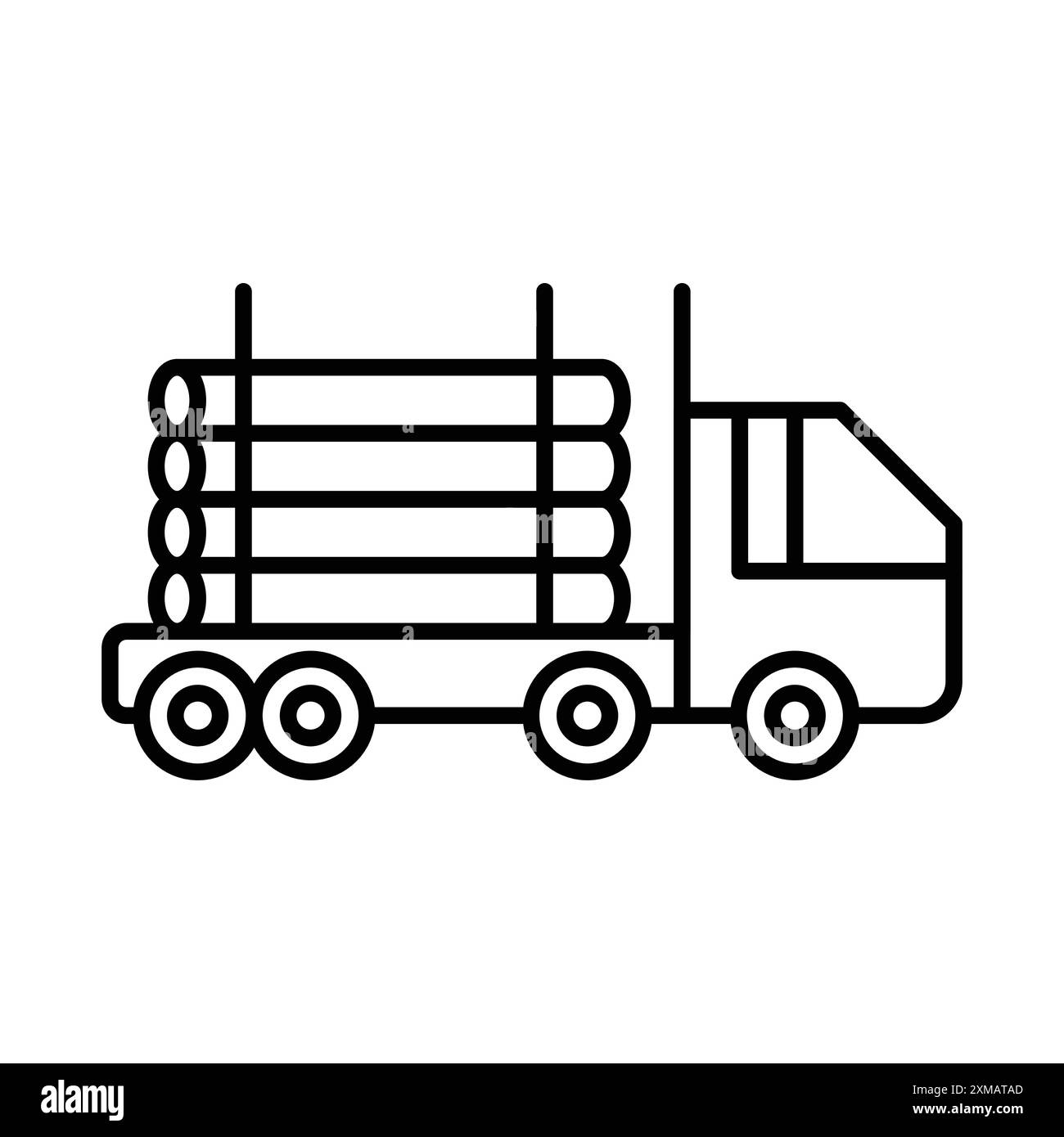 Timber truck icon linear logo mark set collection in black and white ...